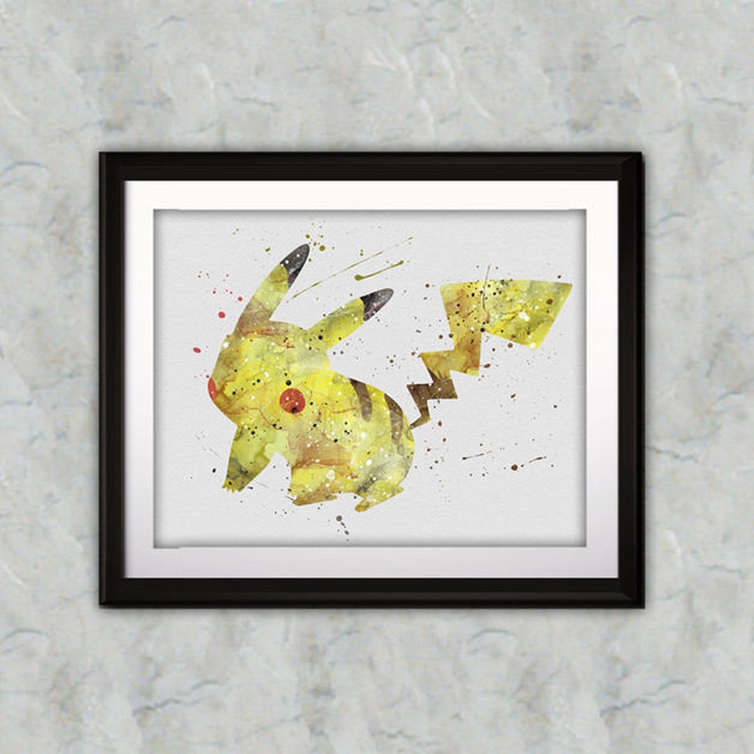 Pokemon Pikachu Watercolor Print, Pikachu Art, Pokemon Pikachu Painting ...