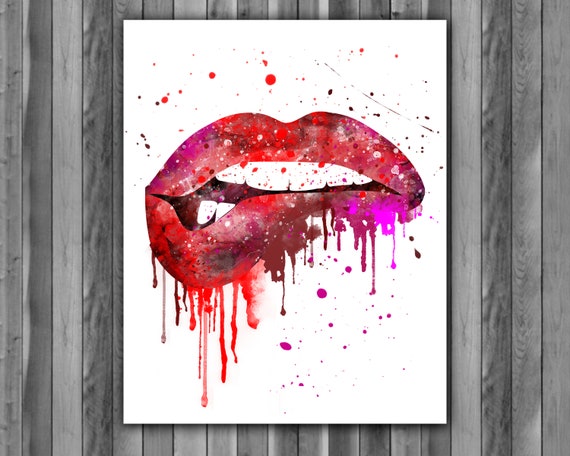 Lips Watercolor Print Lips Print Lips Painting Lips Art | Etsy