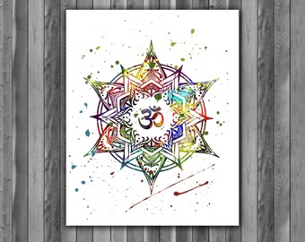 Mandala Watercolor Print, Mandala Painting, Mandala Art, Mandala Poster ...