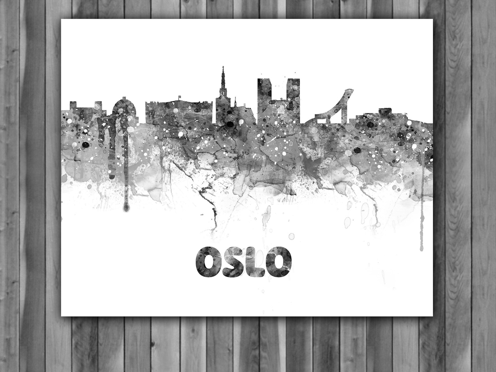 Oslo Skyline Watercolor Print, Oslo Skyline Art, Oslo Skyline Painting ...