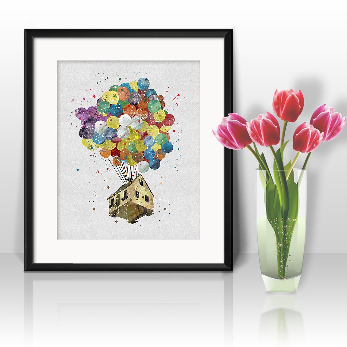 UP Balloon Watercolor Print, Kevin and Dug Painting , Kevin Dug Print ...