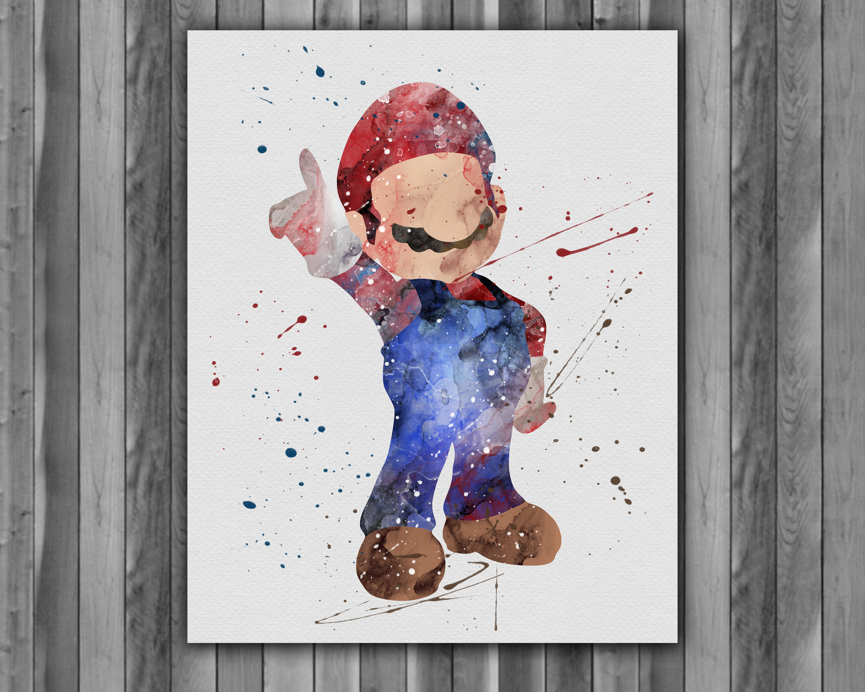 Super Mario Watercolor Print Nintendo Art Animal Art | Etsy