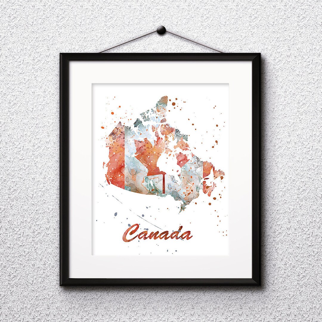 Canada Map Watercolor Print, Canada Map Art, Canada Map Painting ...