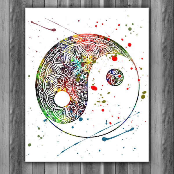 Yin yang watercolor - Etsy France
