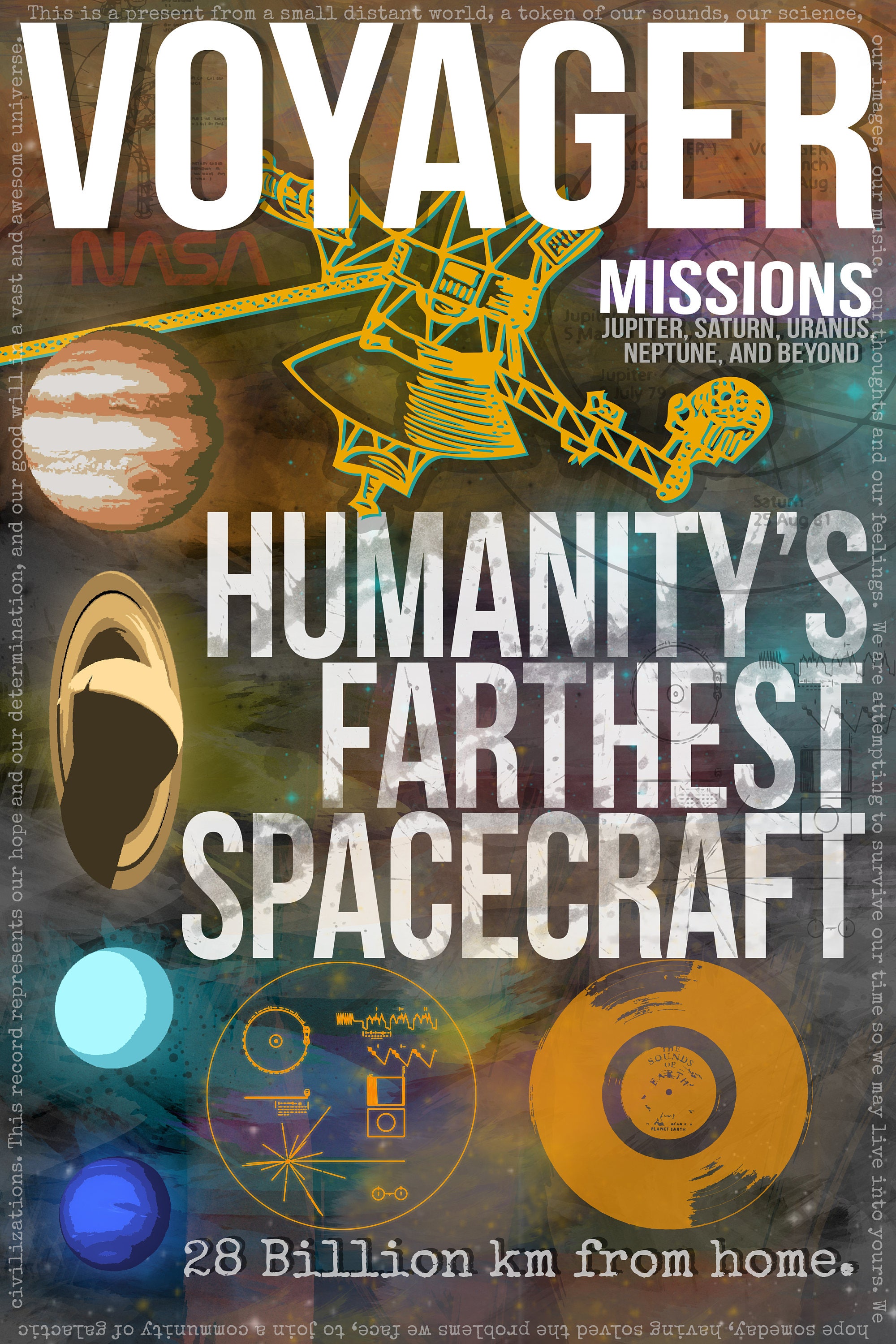 Voyager Spacecraft Poster Nasa Fan Art, Voyager Nasa, Cosmos,graphic ...