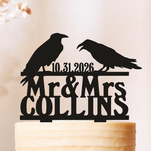 Gothic Raven Wedding Cake Topper, Halloween Wedding Cake Topper, Gothic ...
