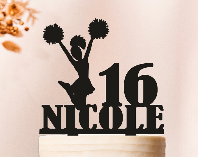 Cheerleader Cake Toppercheer Birthday Cake Toppercake Topper | Etsy