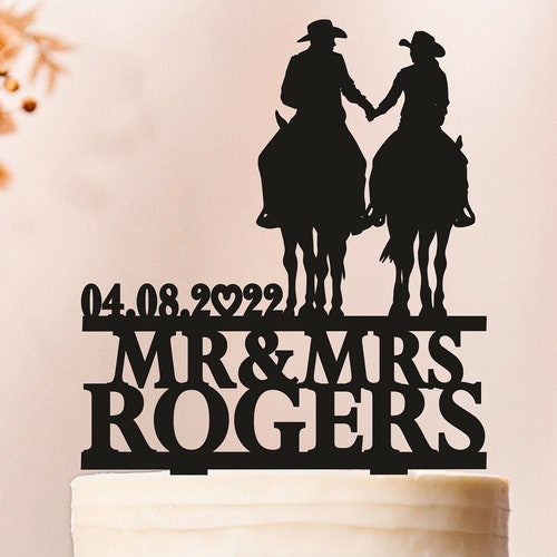 Cowboy Wedding Cake Topper Bride and Groom Topper Country | Etsy
