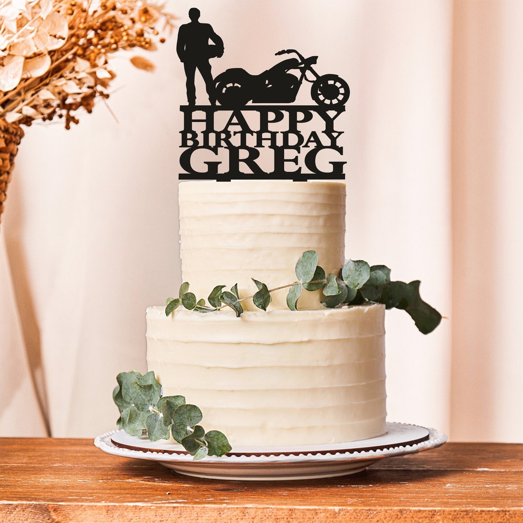 Motorcycle Cake Topper, Biker Cake Topper, Silhouette Motorcycle ...