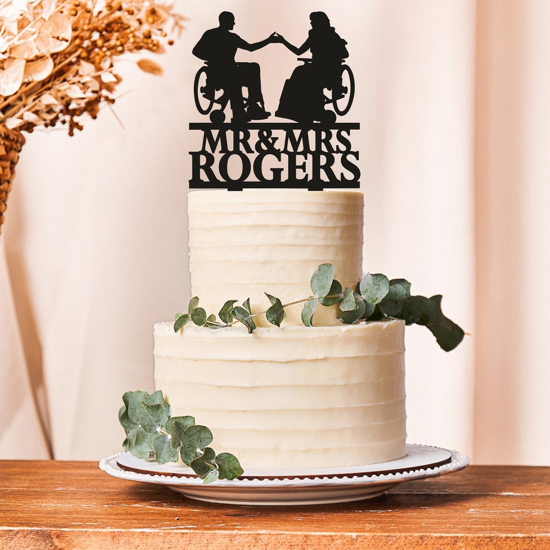 Wheelchair Wedding Cake Topper,groom in Wheelchair,bride in Wheelchair ...