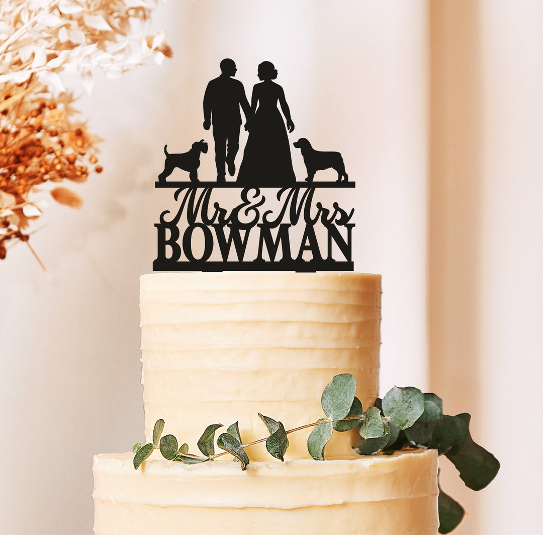 Wedding Cake Topper With Dogs, Personalized Cake Topper With Two Dogs ...