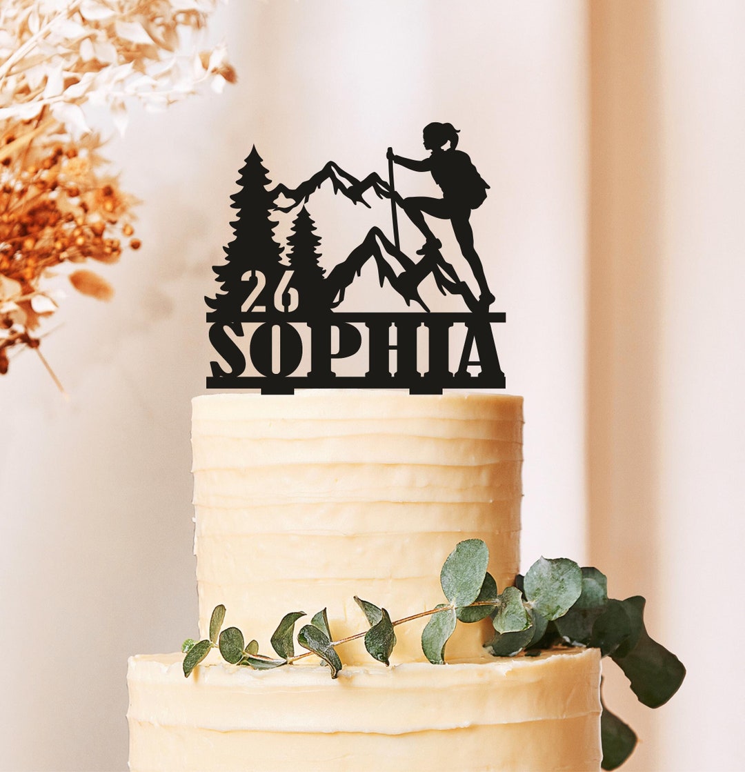Climber Birthday Cake Topper, Female Hiking Birthday Cake Topper, Hike ...