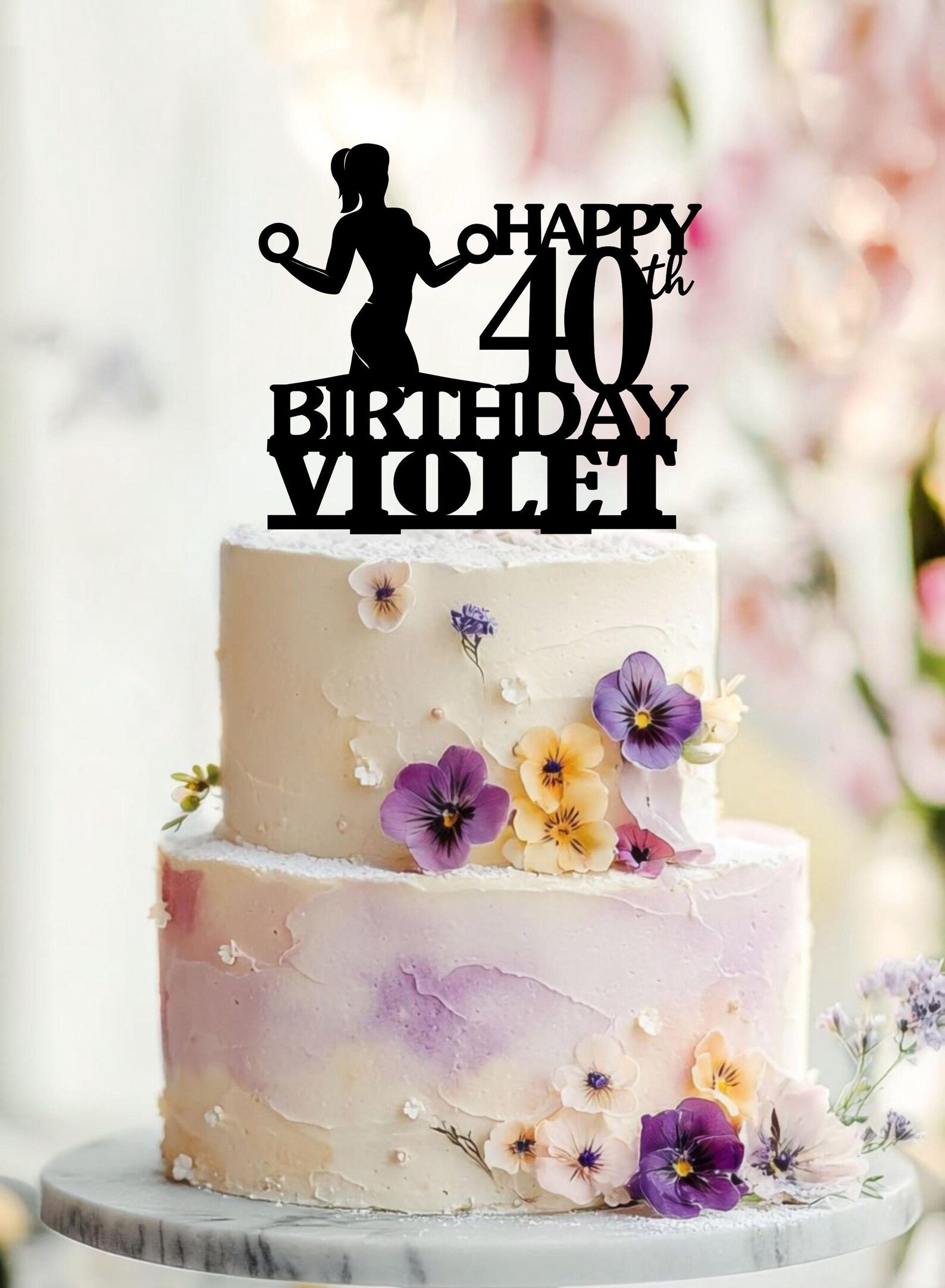 Personalized Fitness Birthday Cake Topper, Gym Girl Powerlifting - Etsy