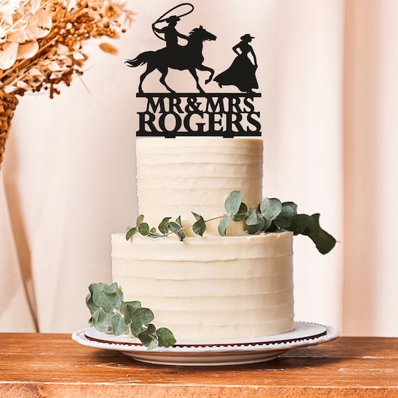 Cowboy Wedding Cake Topper Bride and Groom Topper Country | Etsy