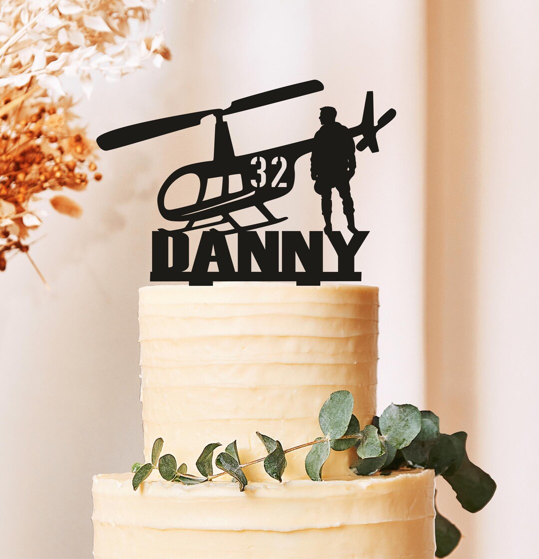 Helicopter Birthday Cake Topper, Helicopter Pilot Cake Decoration ...