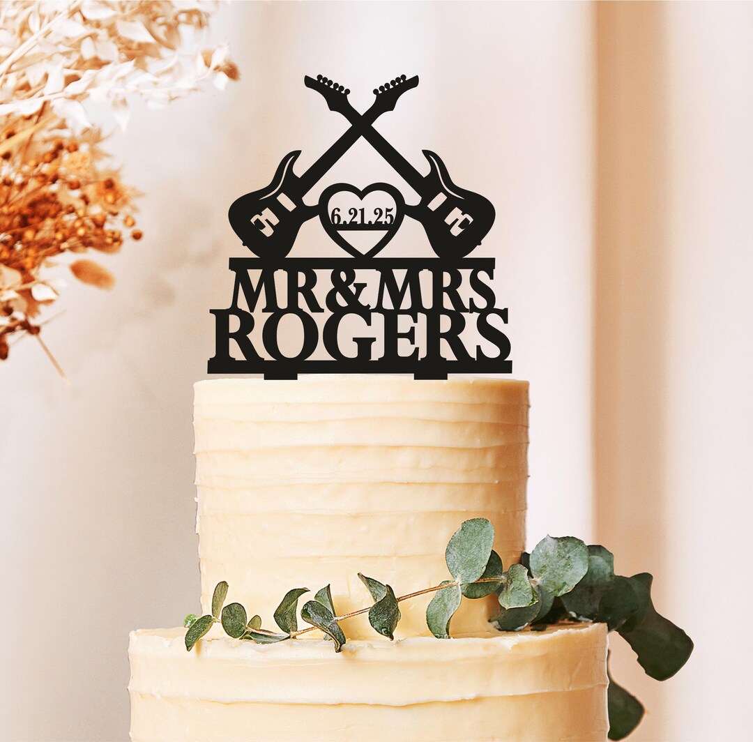 Guitar Wedding Cake Topper, Guitar Player Cake Topper, Musician Wedding ...