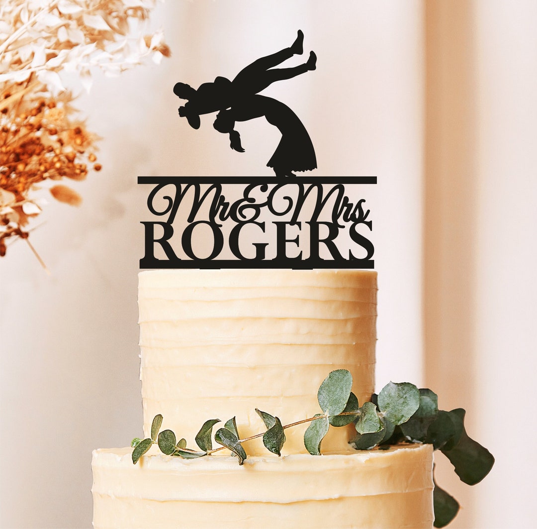 Wrestling Wedding Cake Topper, Mr and Mrs Wresling Couple, Last Name ...