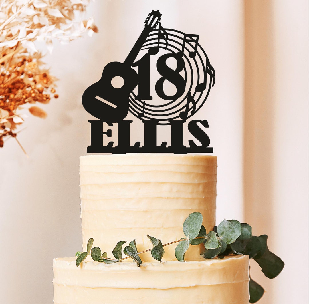 Acoustic Guitar Birthday Cake Topper, Music Cake Topper, Guitarist ...