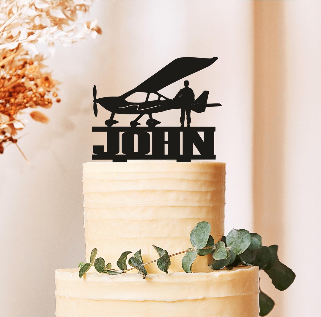 Pilot Birthday Cake Topper, Plane Pilot Birthday Cake Decoration, Plane ...