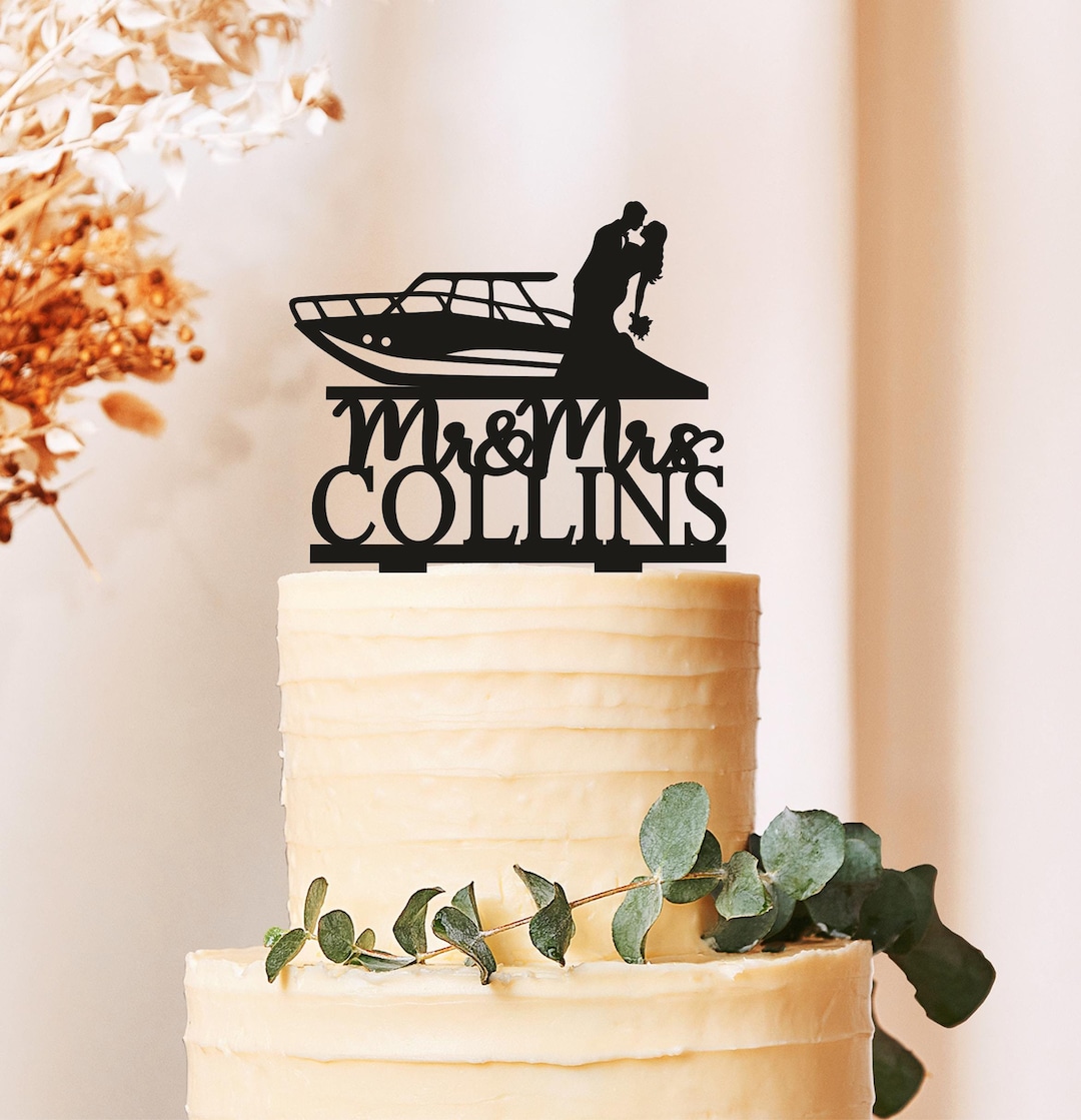 Boat Wedding Cake Topper, Driving Boat Cake Topper, Speed Boat Cake ...