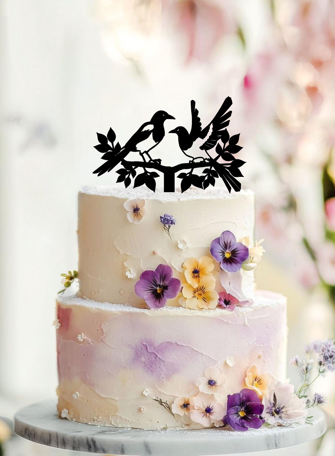 Magpie Wedding Cake Topper, Bird Couple on Branch, Acrylic or Wood - Etsy