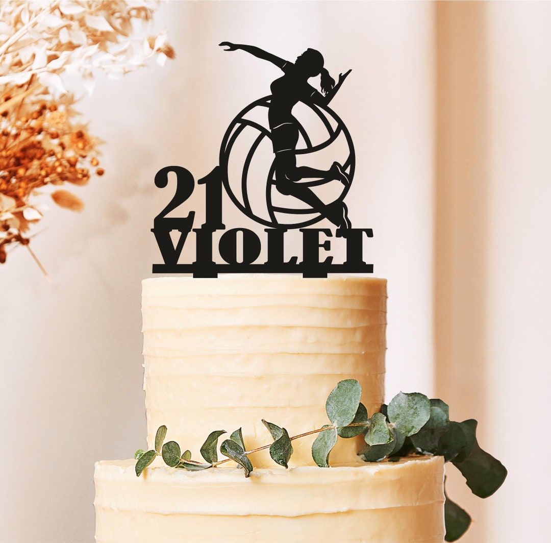 Female Volleyball Custom Birthday Cake Topper, Happy Birthday ...