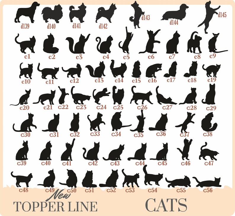 Cake Topper With Catssilhouette Cake Topper With Two - Etsy