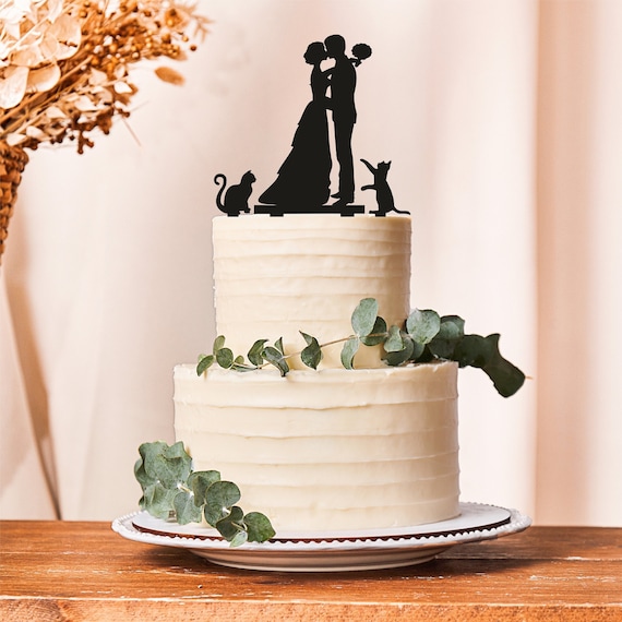 Cake Topper With Catssilhouette Cake Topper With Two - Etsy