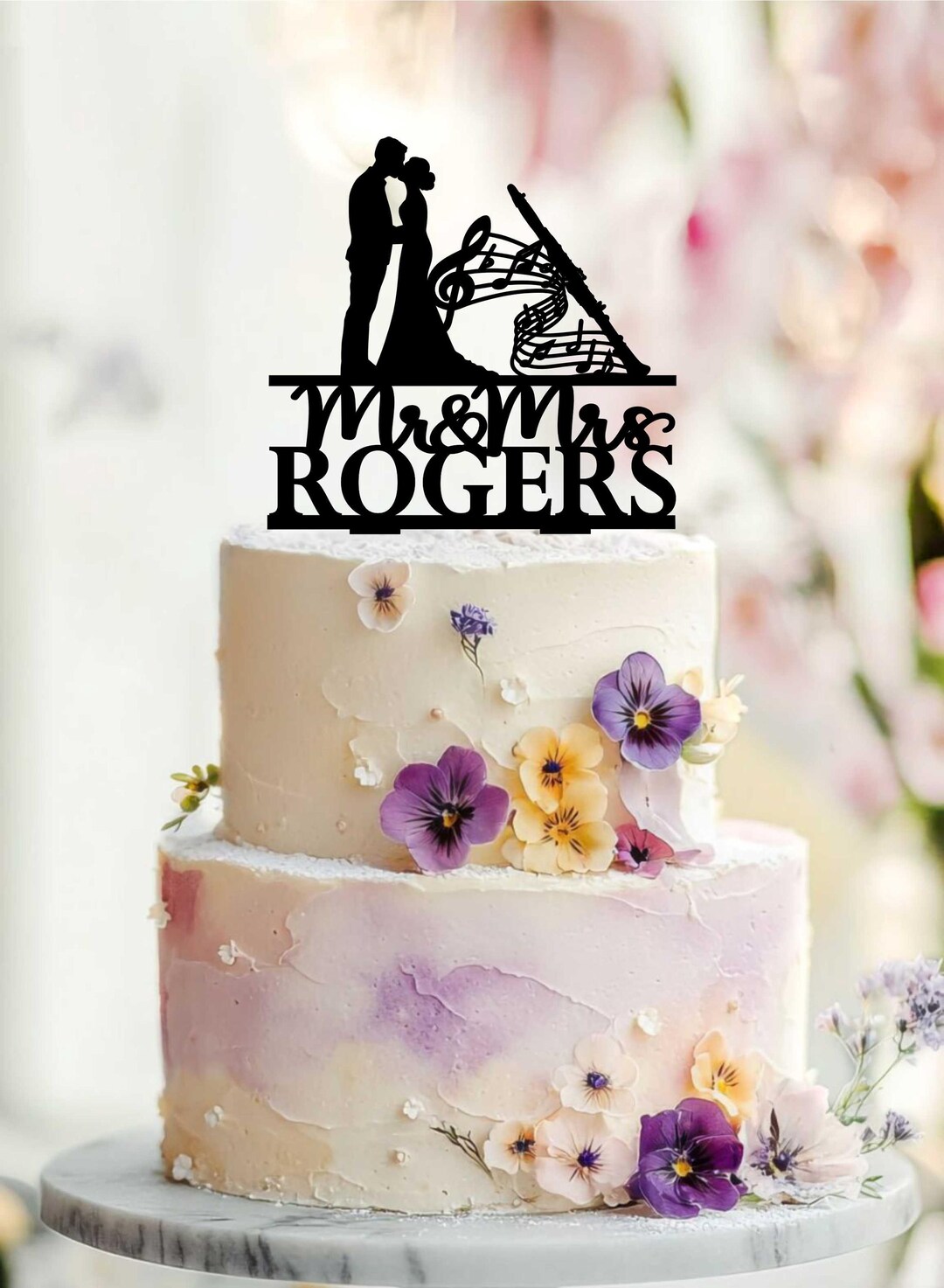 Flute Music Notes Wedding Cake Topper, Band Instrument Party - Etsy