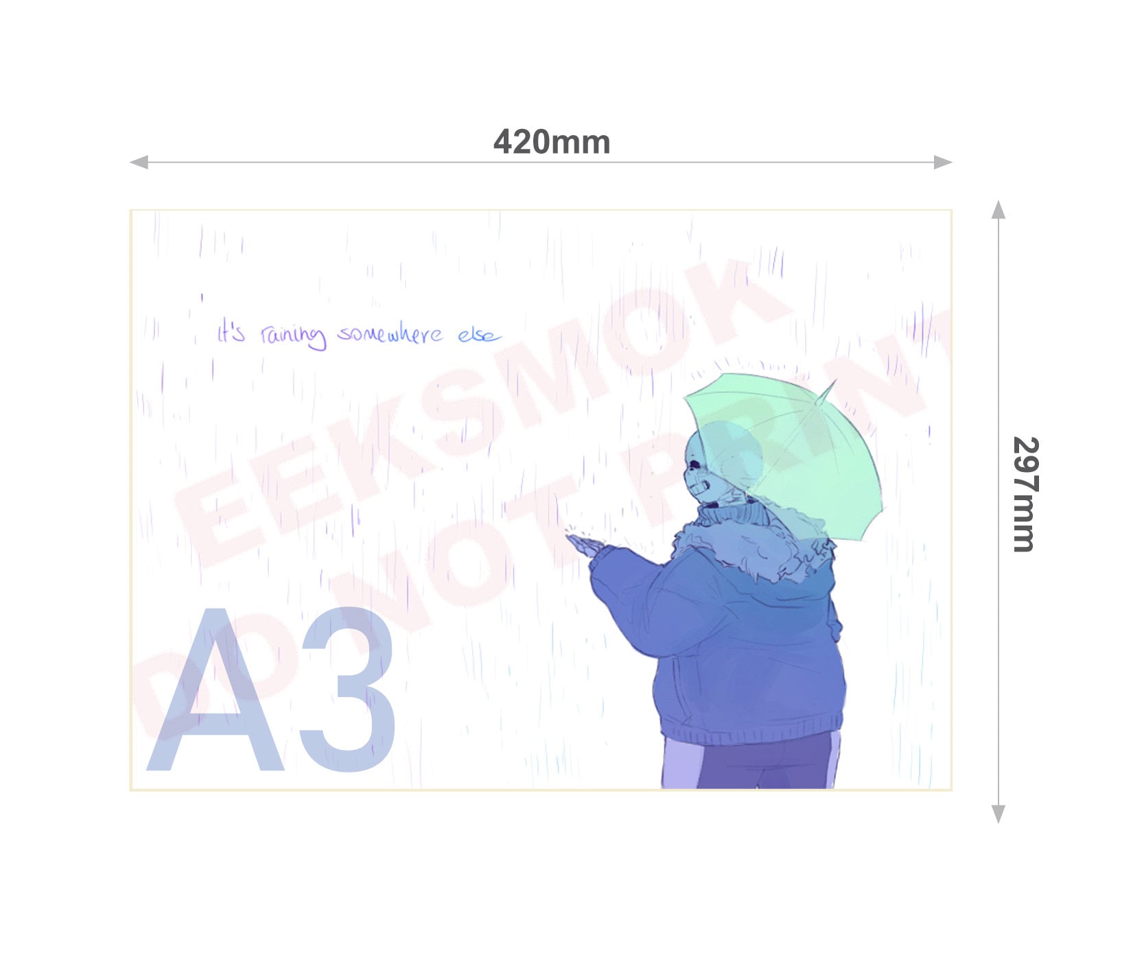 Sans Undertale A3 Art Print - Etsy