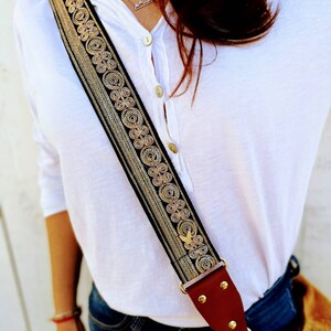 Gold Bag Strap With Sequin Details, Embroidered Ribbon Crossbody Strap ...