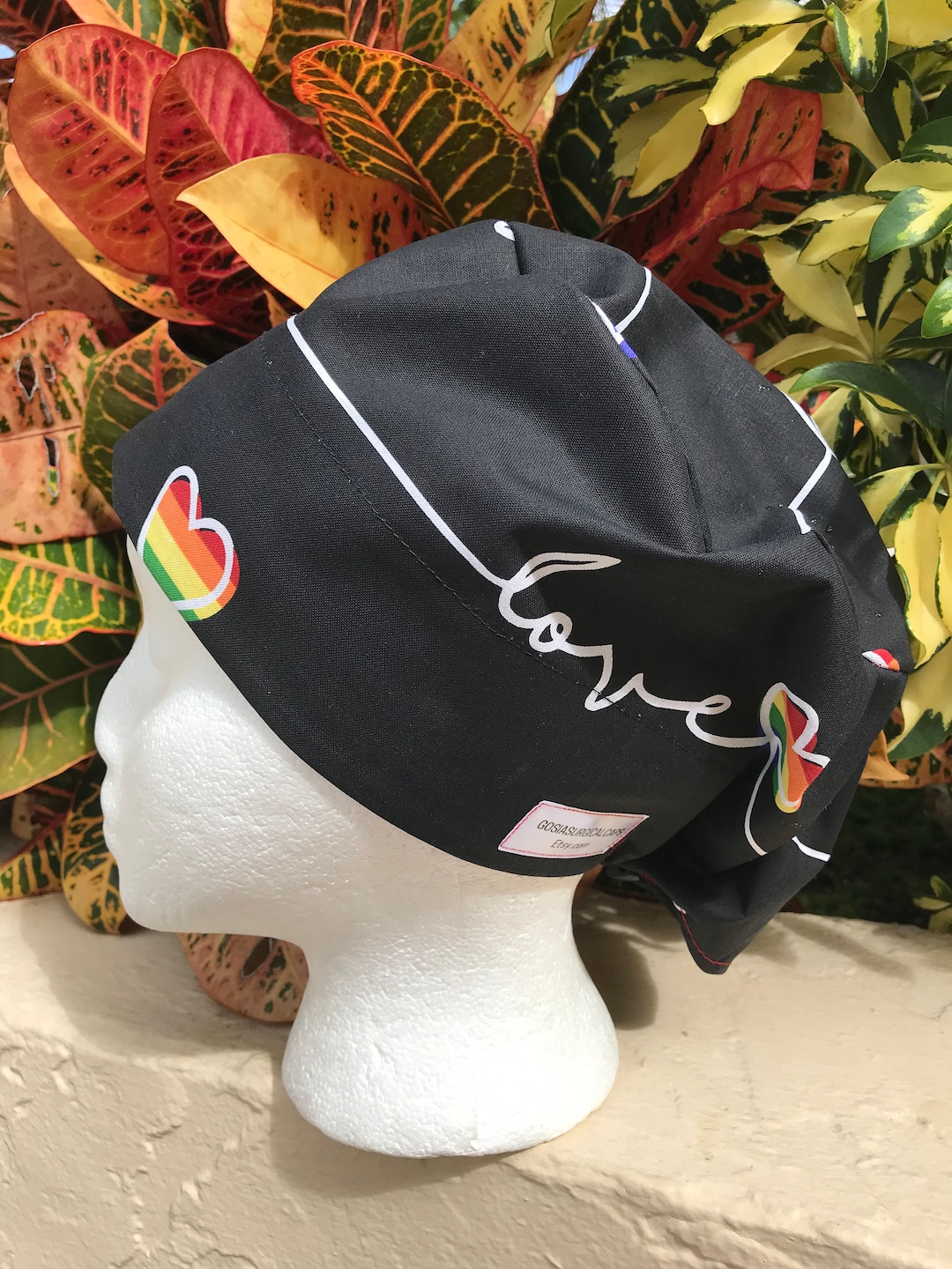 LOVE EKG Surgical Scrub Cap: Adjustable Women's Doctor Hat/or Nurse/vet ...