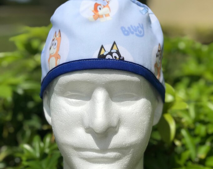 BLUEY Cartoon-surgical Cap for Doctor W/sweat Band,free Buttons,surgeon ...