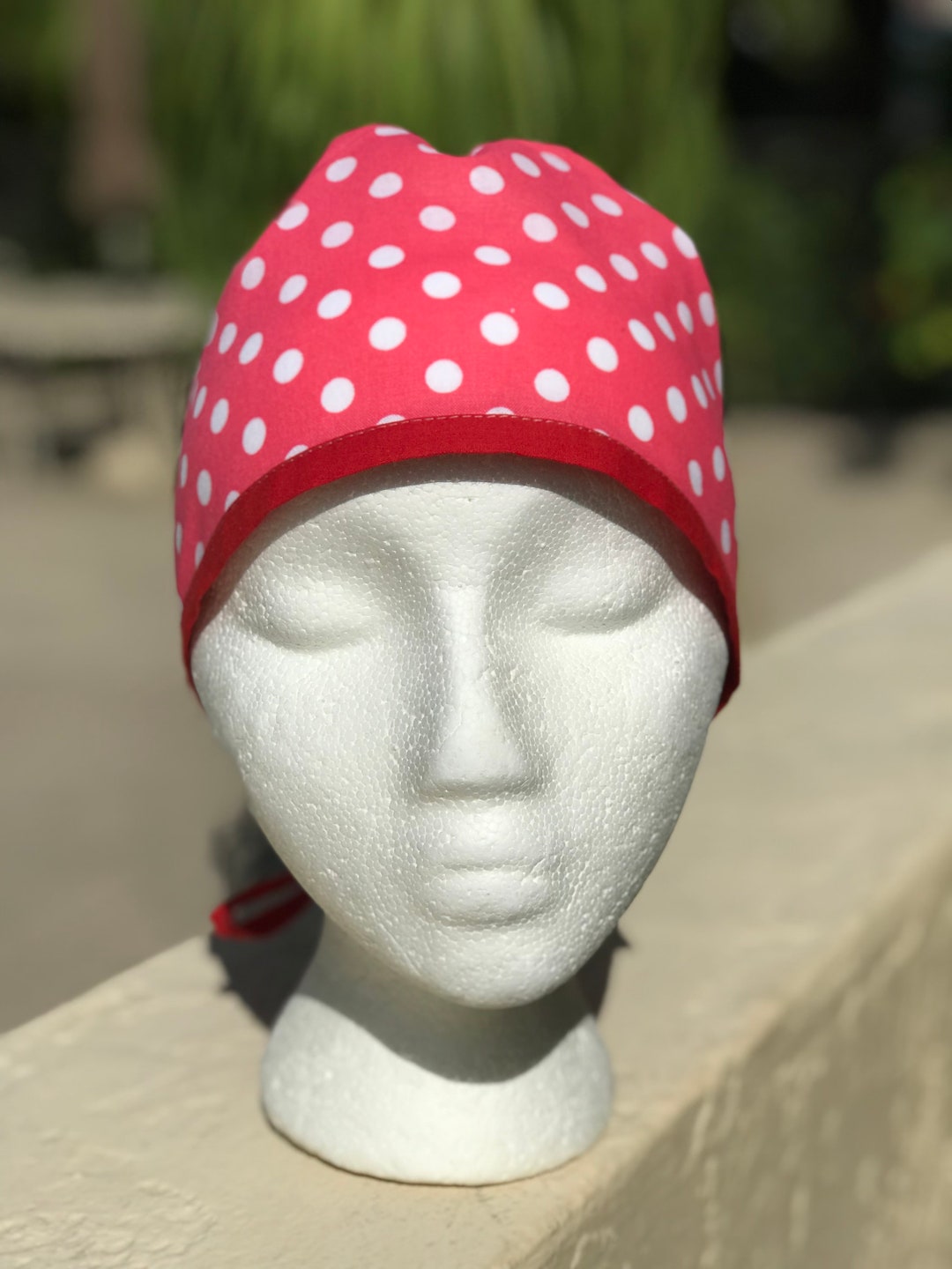 WHITE/PINK Polka Dots-doctor Surgical Cap,anesthesiologist,vet Scrub ...