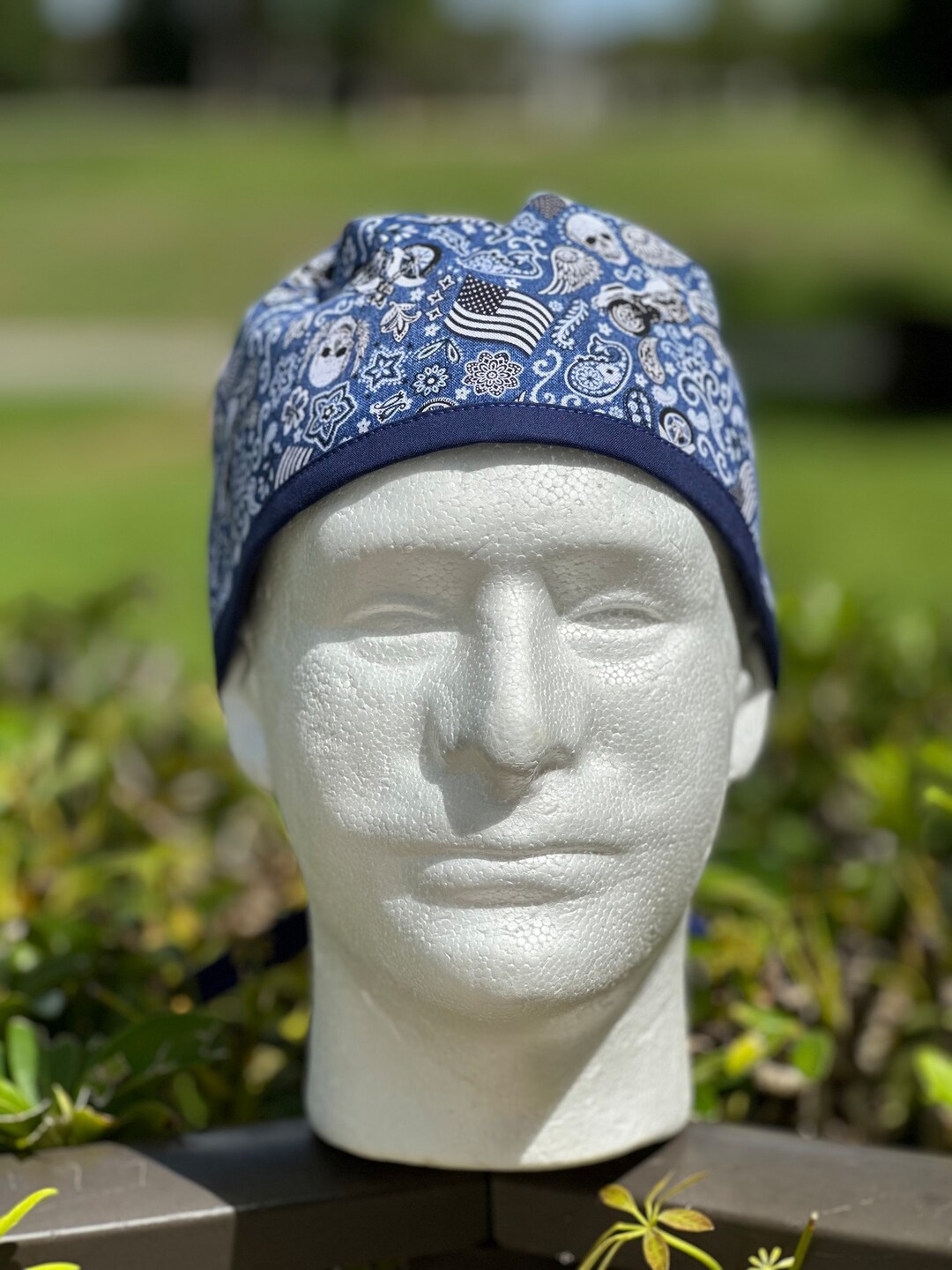 AMERICAN FLAGS -surgical Cap for Doctor W/sweat Band,free Buttons ...