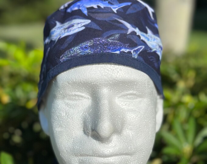 BLUE SHARKS -doctor Scrub Cap W/sweat Band,plastic,orthopedic Surgeon ...