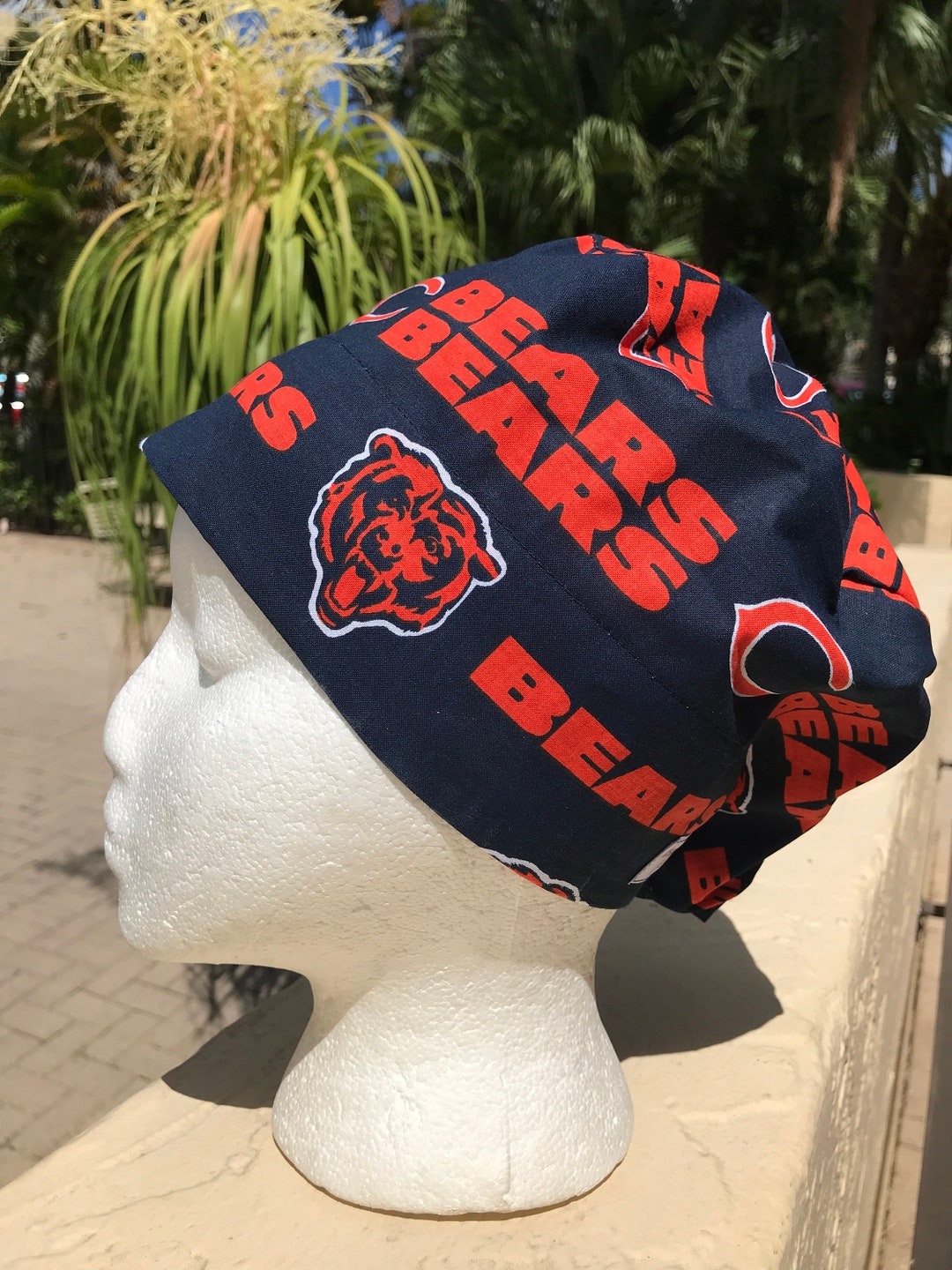 CHICAGO BEARS-Gorro quirúrgico de mujer para médico con botones gratuitos, gorro de veterinario ...