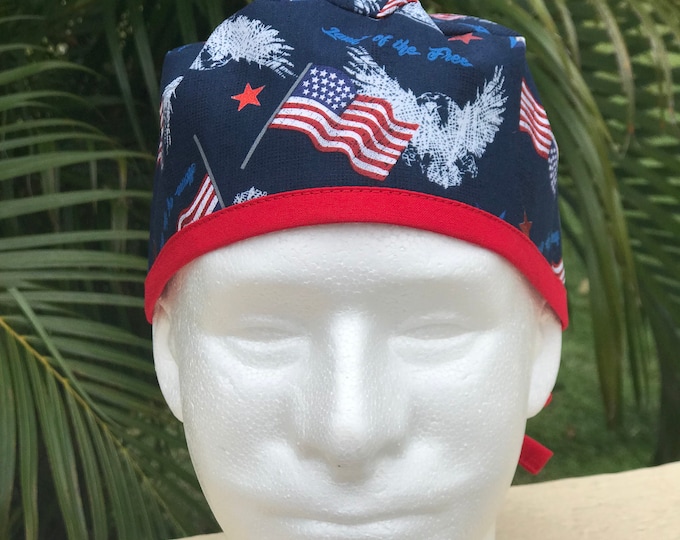 AMERICAN Flags-doctor Surgical Cap W/sweat Band,nurse Scrub Cap,vet,x ...