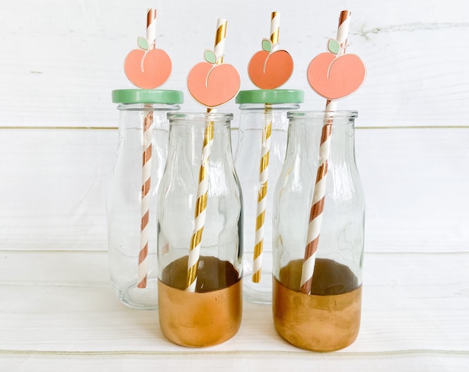 Peach Straws Set of 12 Sweet as A Peach First Birthday - Etsy