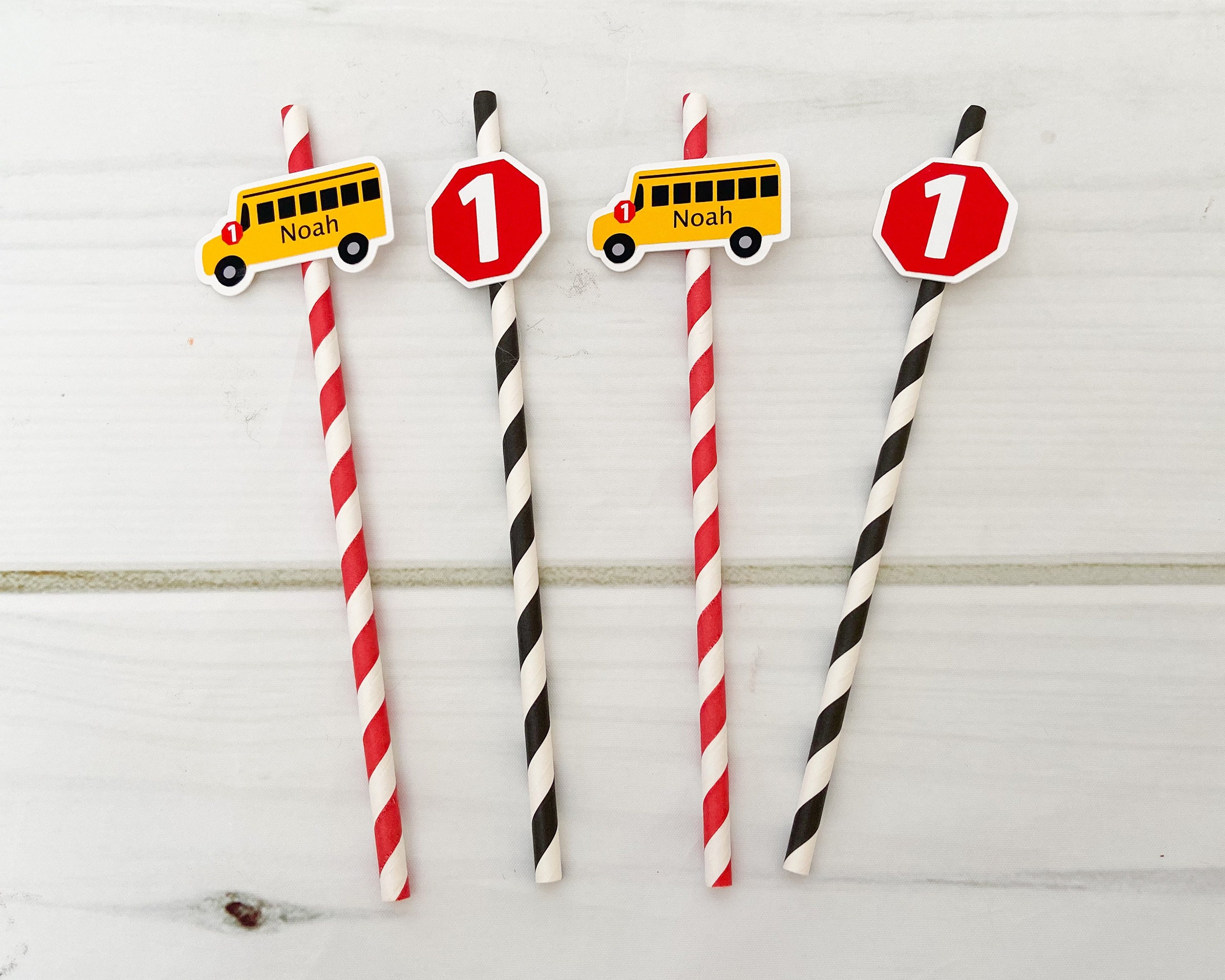 School Bus Party Straws Set of 12 Wheels on the Bus First - Etsy