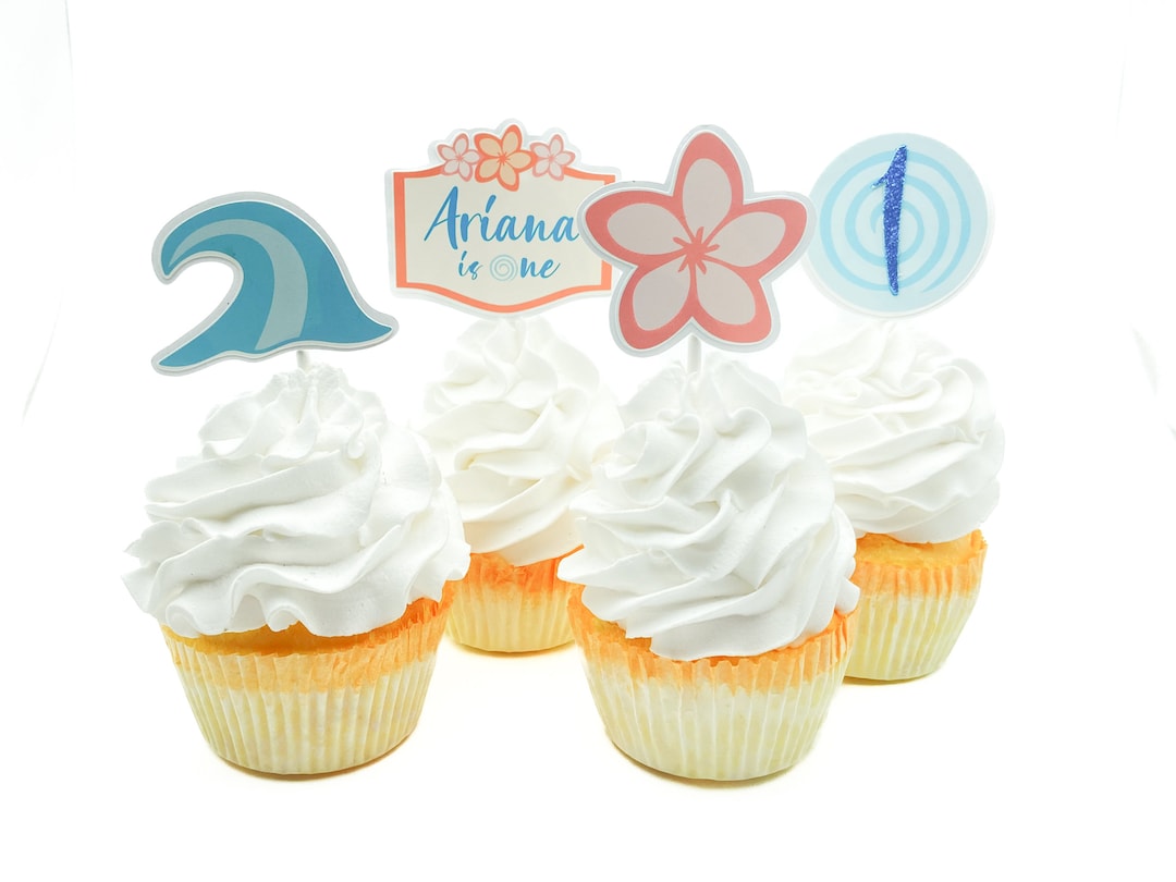Hawaiian Theme Cupcake Toppers Set of 12 Personalized - Etsy