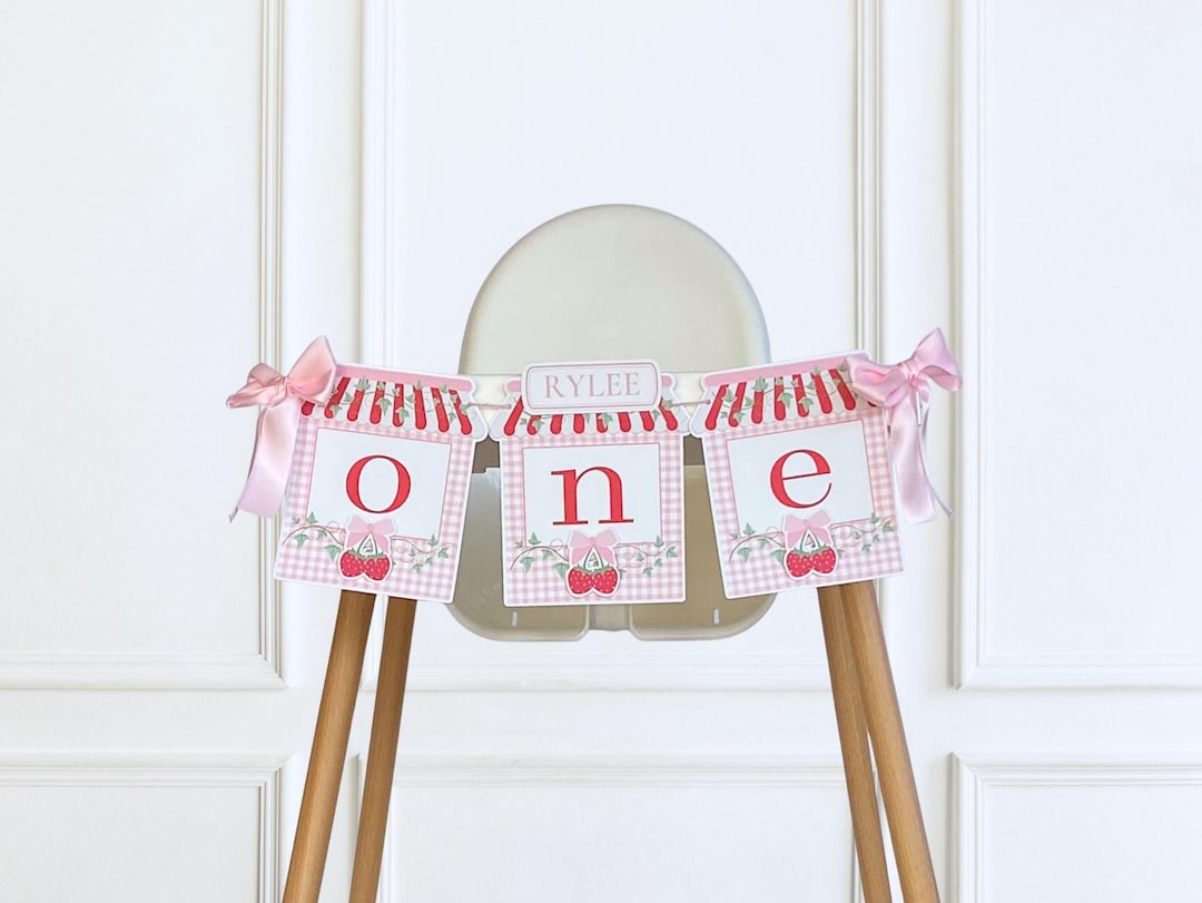 Strawberry High Chair One Banner, Berry 1st Birthday Personalized Party ...