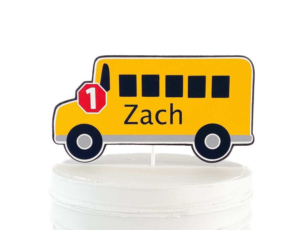 School Bus Cake Topper: Personalized Yellow Bus Birthday Party Decor - Etsy