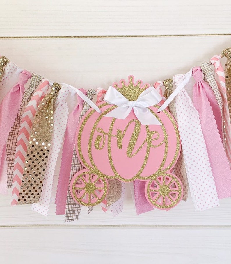 Princess First Birthday Pink and Gold One Banner Princess | Etsy