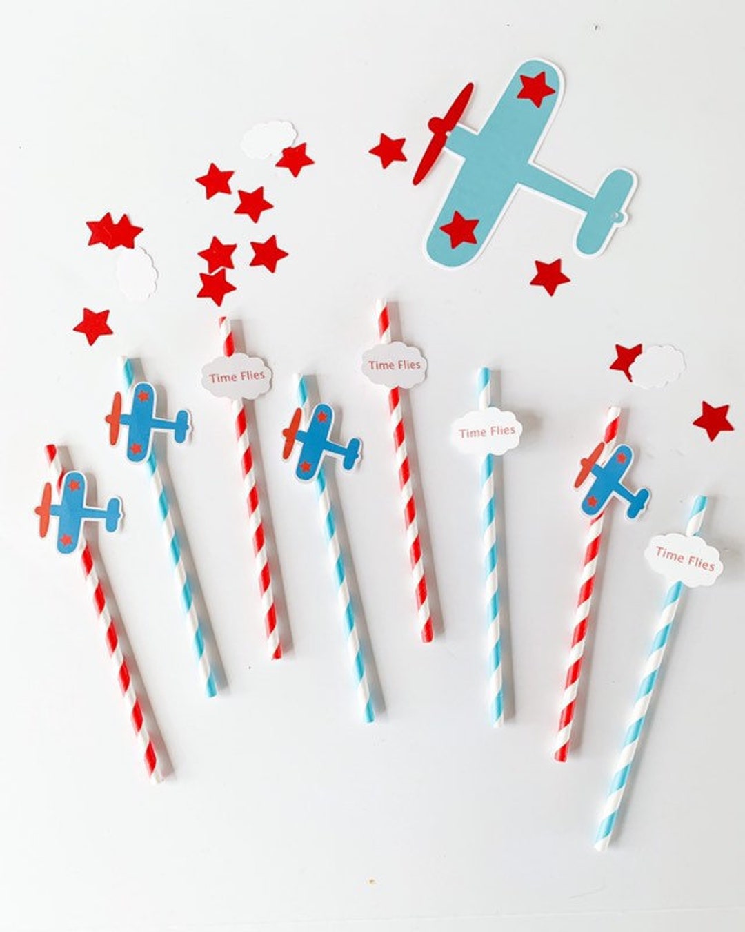 Airplane Party Straws: Set of 12, First Birthday Decorations - Etsy