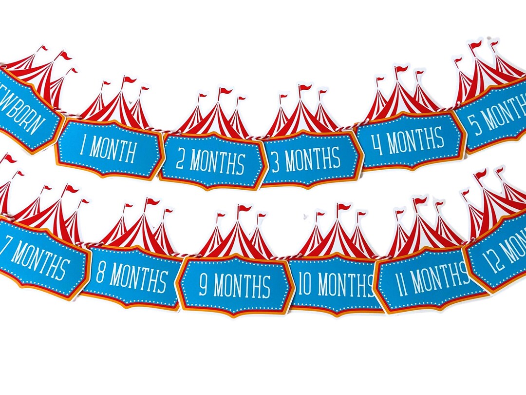 Circus Carnival Theme Monthly Milestone Photo Banner: Baby’s First Year ...
