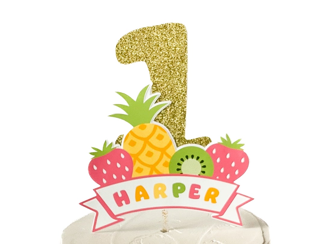 Sweet One Personalized Cake Topper, Name and Age Fruit Theme 1st ...