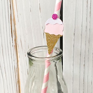 Ice Cream Set of 12 Party Straws Ice Cream Shoppe Birthday | Etsy