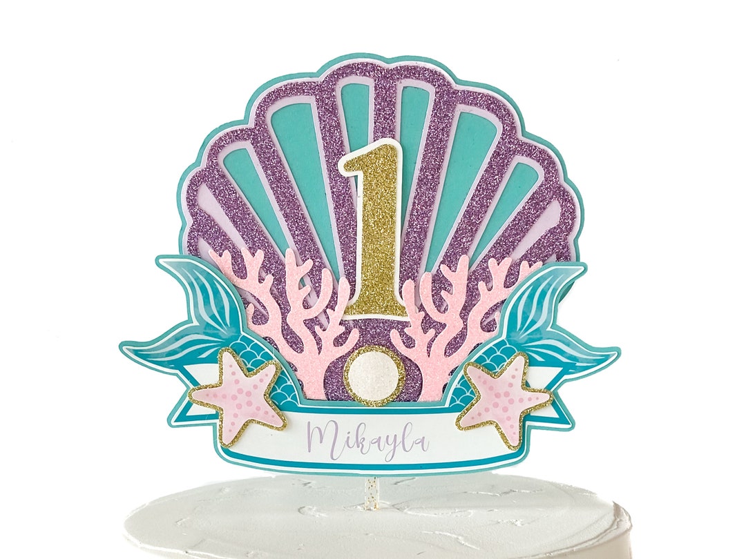 Mermaid Under the Sea Cake Topper, Shell Theme Cake Topper ...