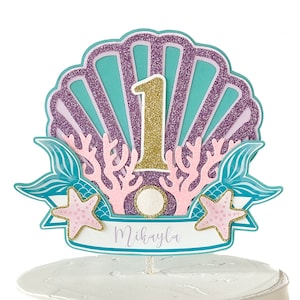 Mermaid Under the Sea Cake Topper, Shell Theme Cake Topper ...